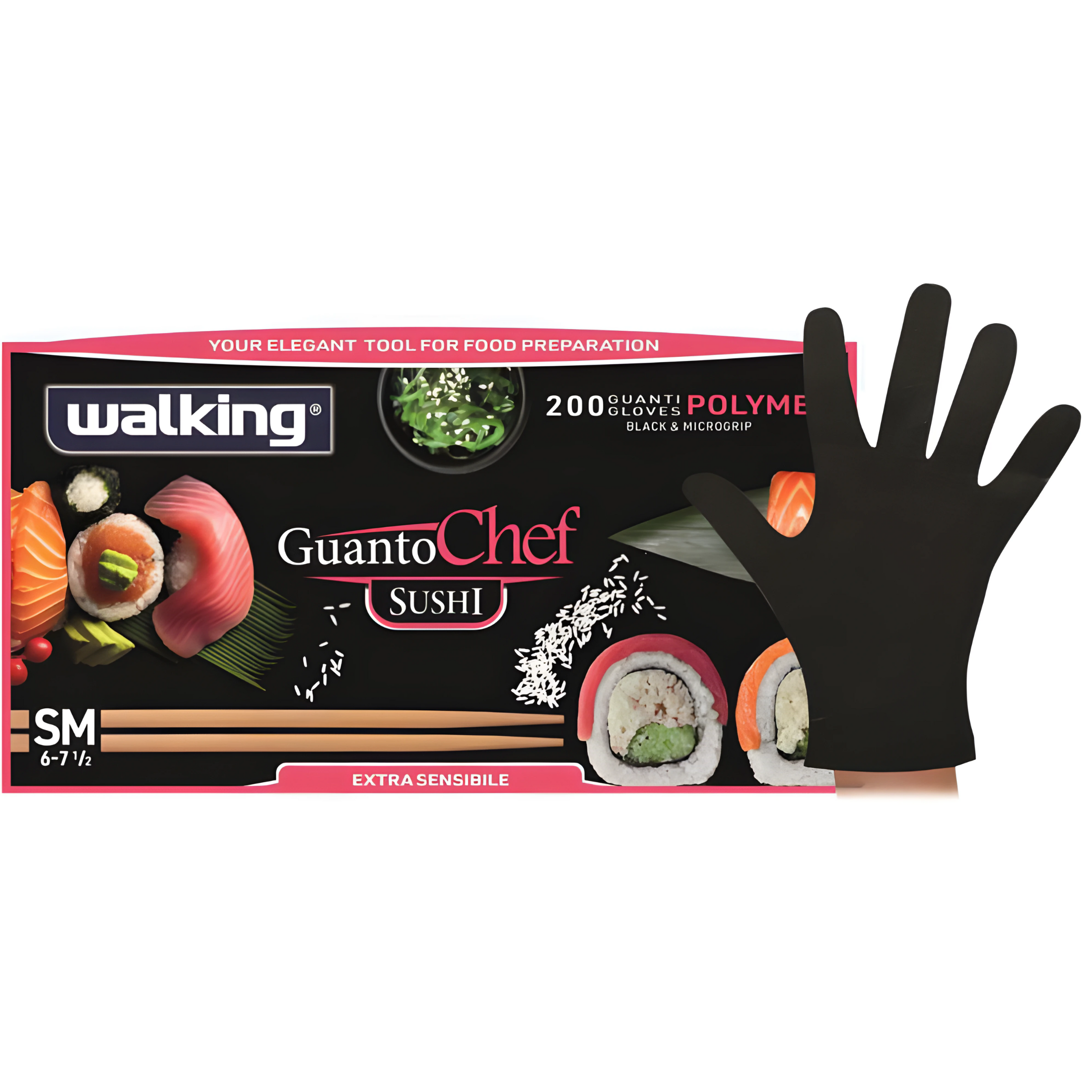 200pz Guanto chef Sushi monouso nero con microgrip M/L - Walking – NaturalCart